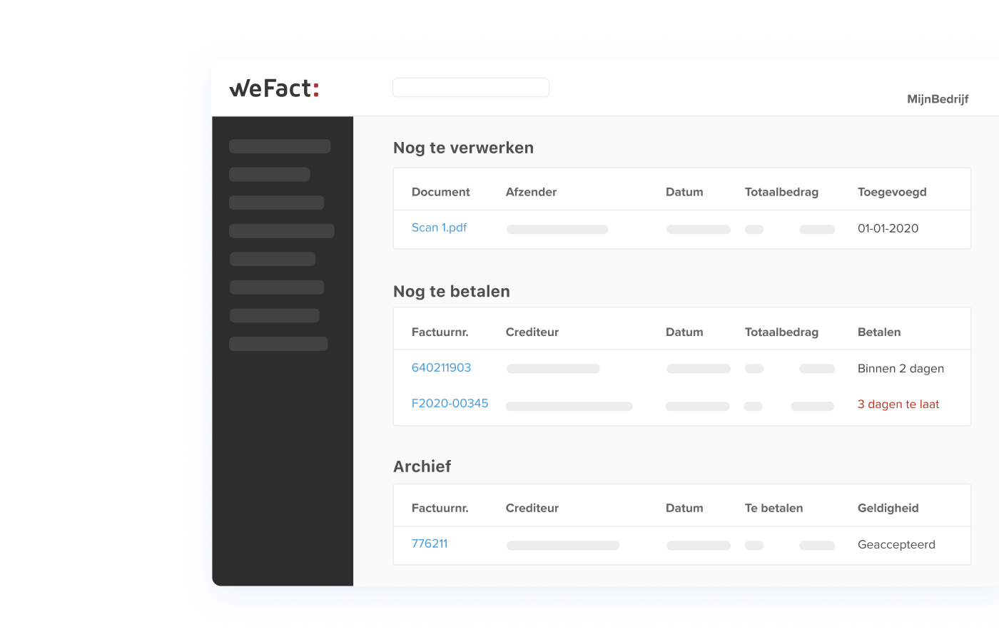 Automatisch aankoopfacturen verwerken: Probeer het gratis - WeFact België